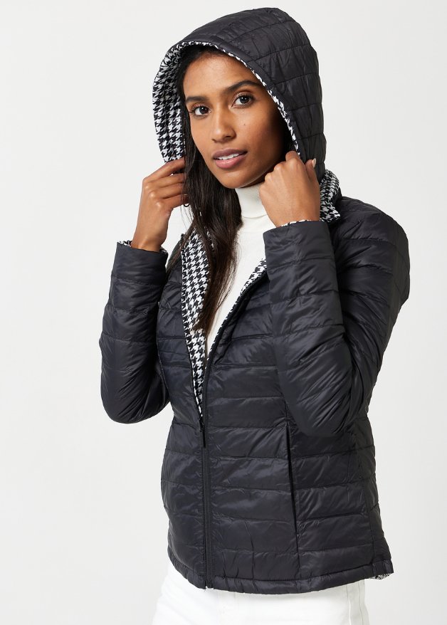 Reversible Black Houndstooth Duck Down Puffer Jacket – Duck Apparel